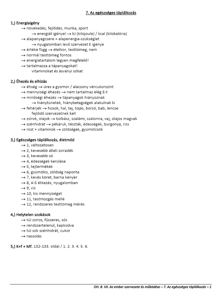 OH 8 01 Ember 07 Egészs Táplálk 2024 | PDF