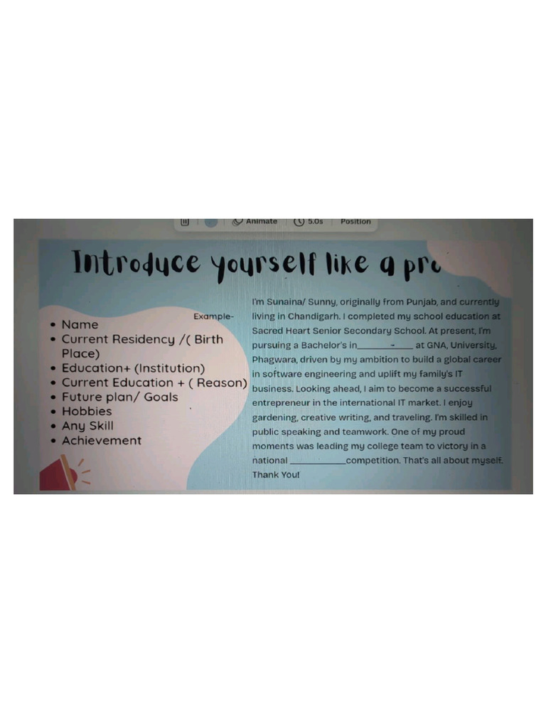 Introduction Your Self | PDF