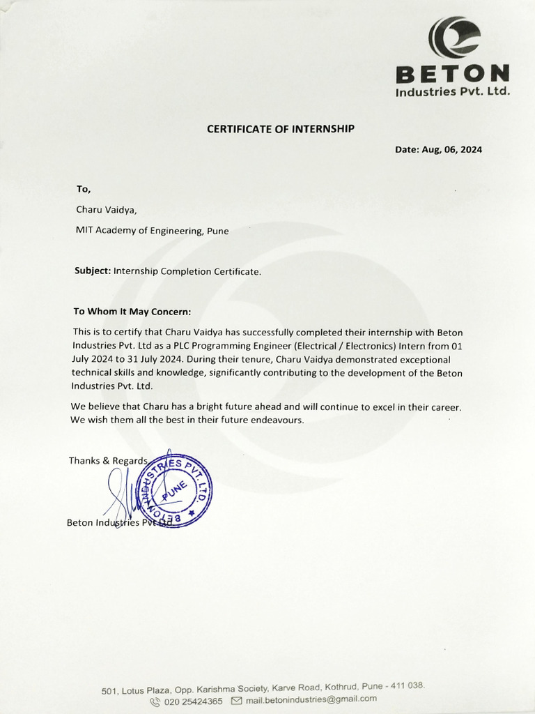 Internship Completion Certificate | PDF