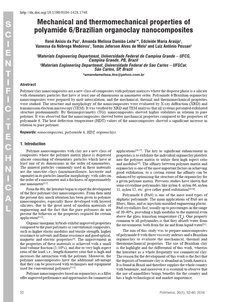 Mechanical and Thermomechanical Properties of Polyamide Composite | PDF ...