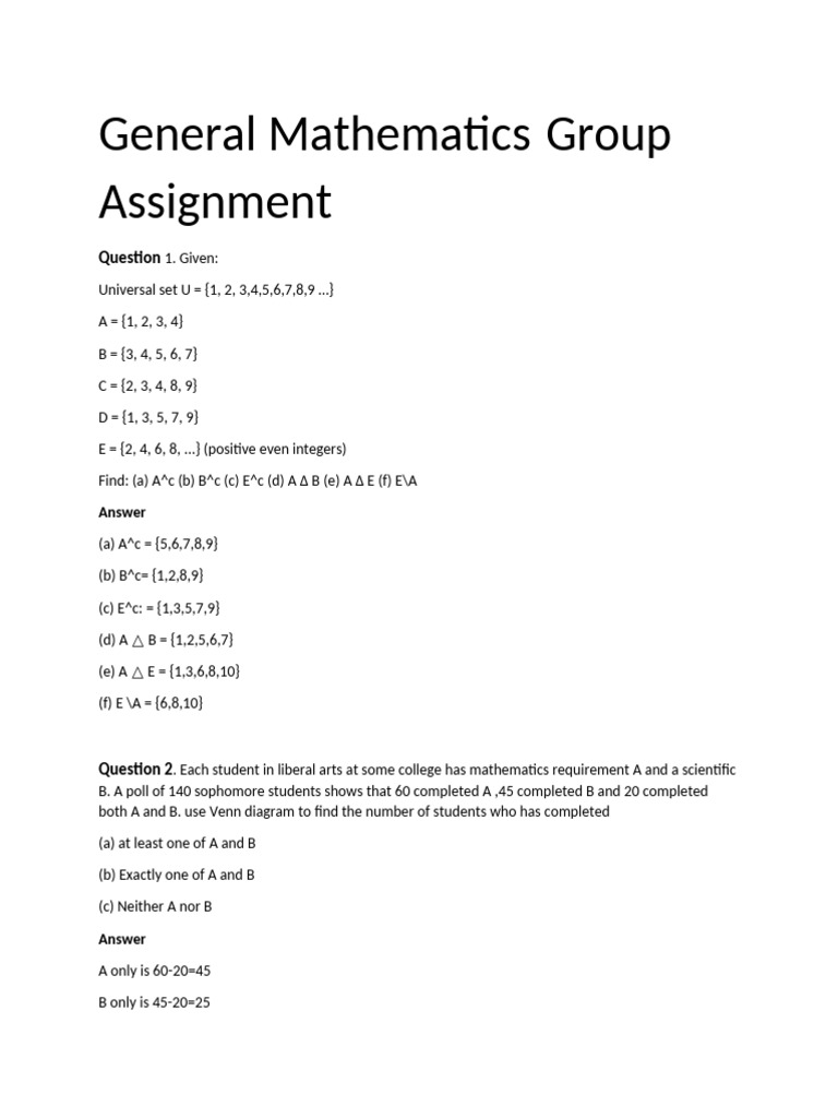 General Mathematics Group Assignment | PDF | Logarithm | Function ...