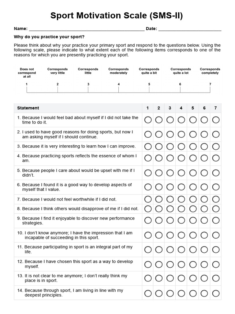 Sports Motivation Scale Sms II | PDF | Motivation | Motivational
