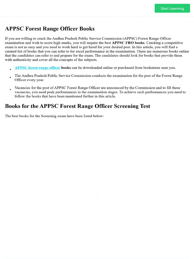 APPSC Forest Range Officer Books | PDF
