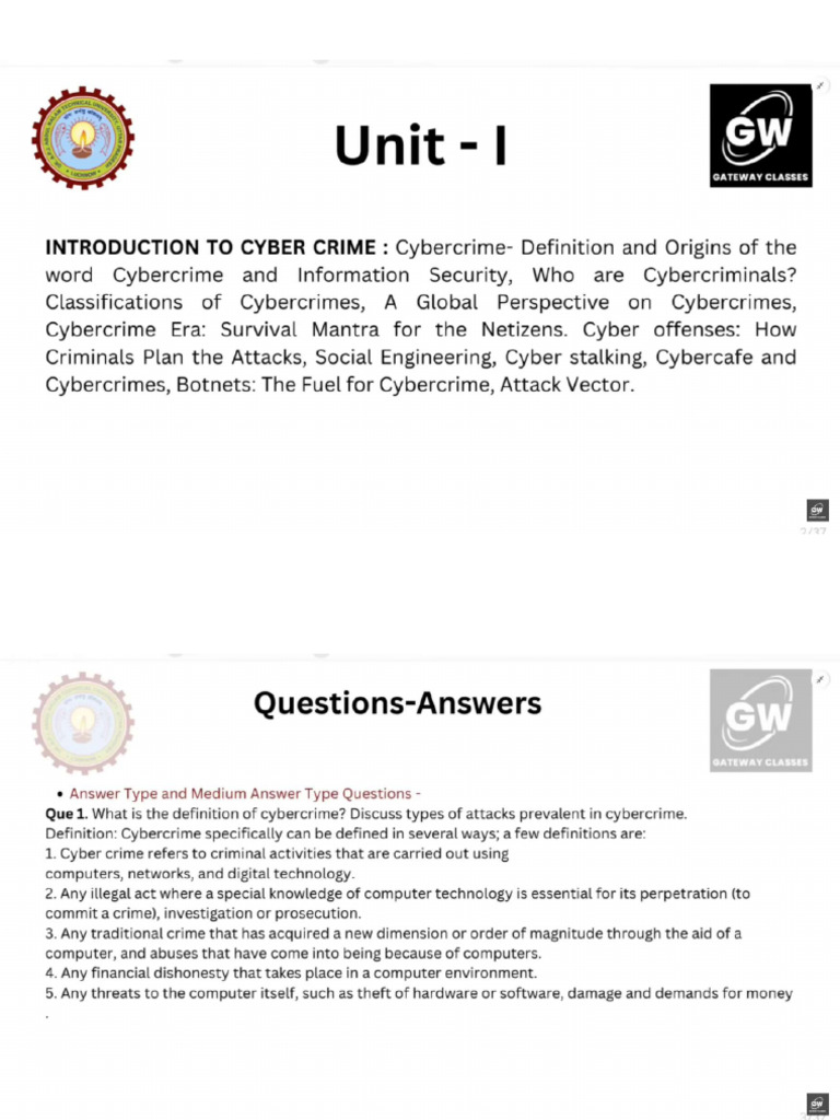 Cyber Security Unit 1 | PDF