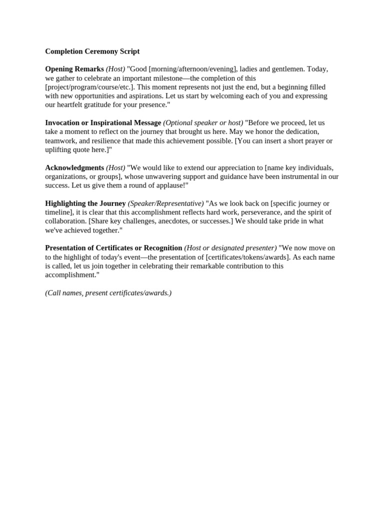 Completion Ceremony and Certificate Awards | PDF