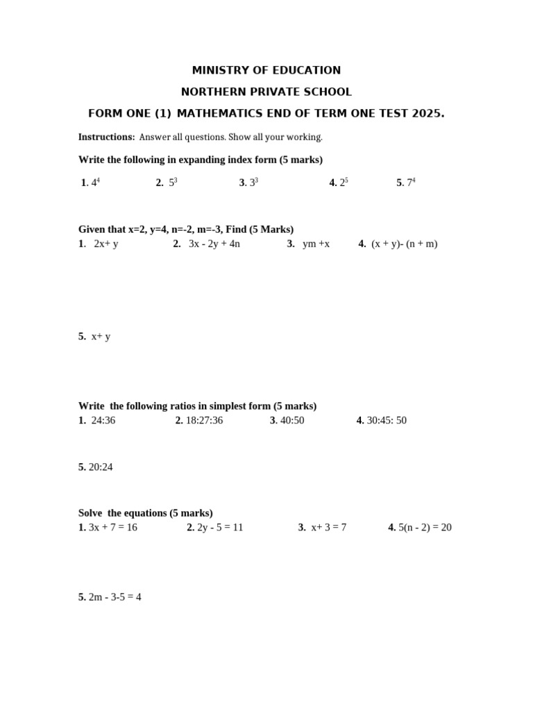 Grade 8 Mathematics Test | PDF