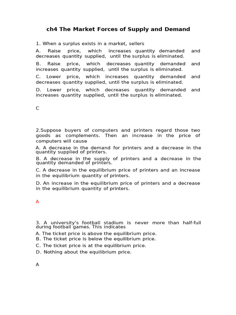 ch4 The Market Forces of Supply and Demand | PDF | Supply And Demand ...