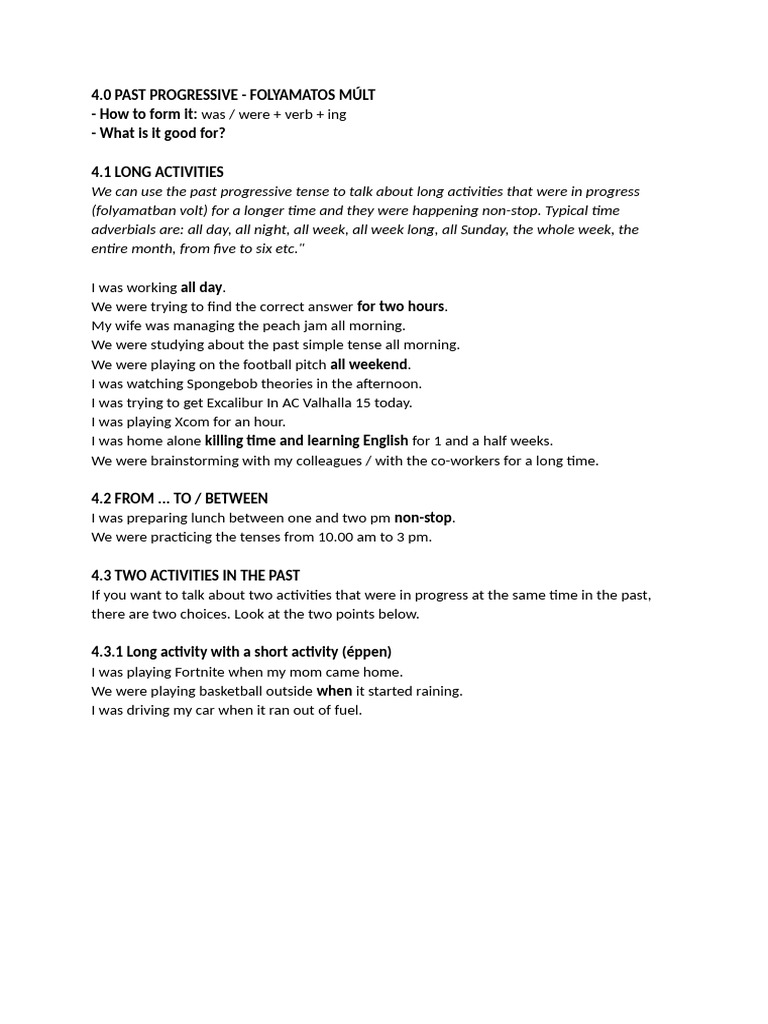 Past Progressive | PDF