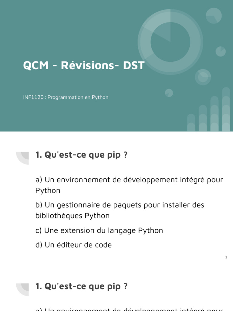 QCM Révision Devoir | PDF | Bibliothèque logicielle | Python (Langage ...
