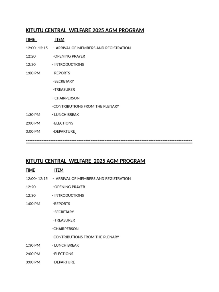 Kitutu Central Welfare Agm | PDF