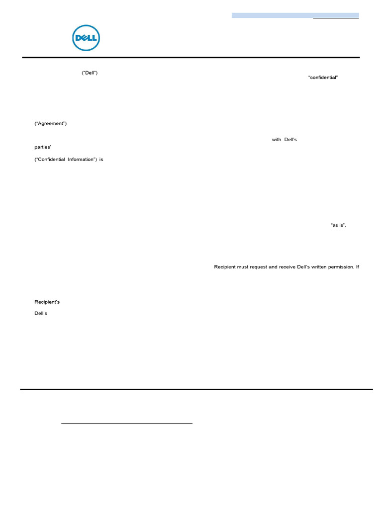 Dell Outgoing NDA Agreement | PDF | Non Disclosure Agreement ...