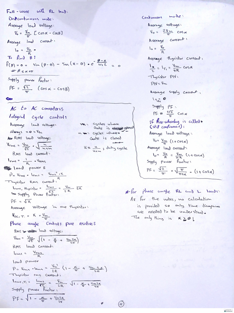 Formula Sheet EENG433 Final Material | PDF