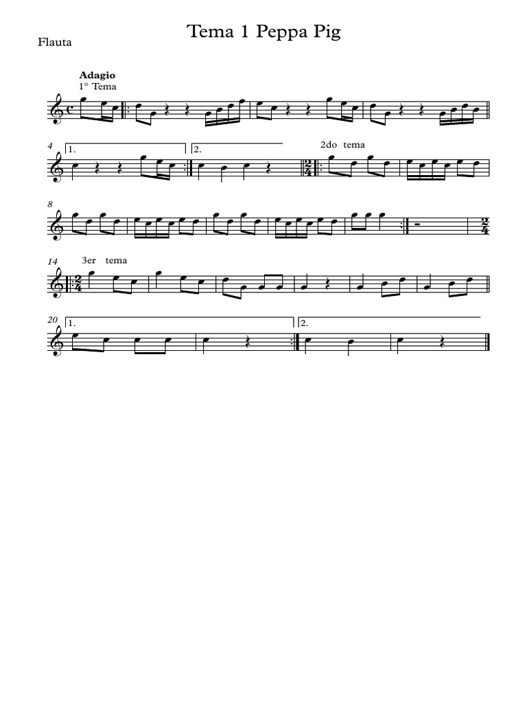 Partitura Flauta Peppa Pig | PDF