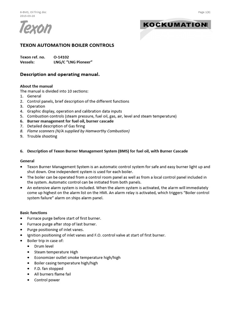 Texon Boiler Controls Manual: Oil Firing | PDF | Fuel Oil | Boiler