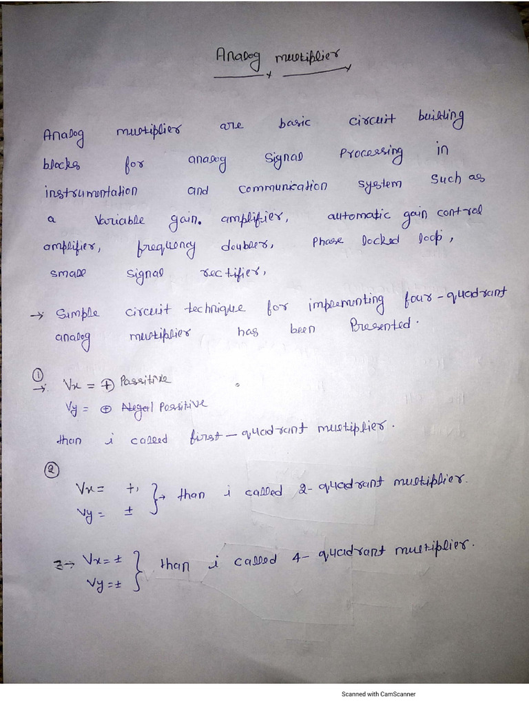 Analog Multiplier Notes | PDF