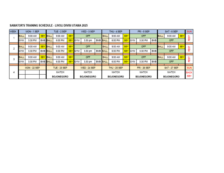 Training Schedule 1 | PDF