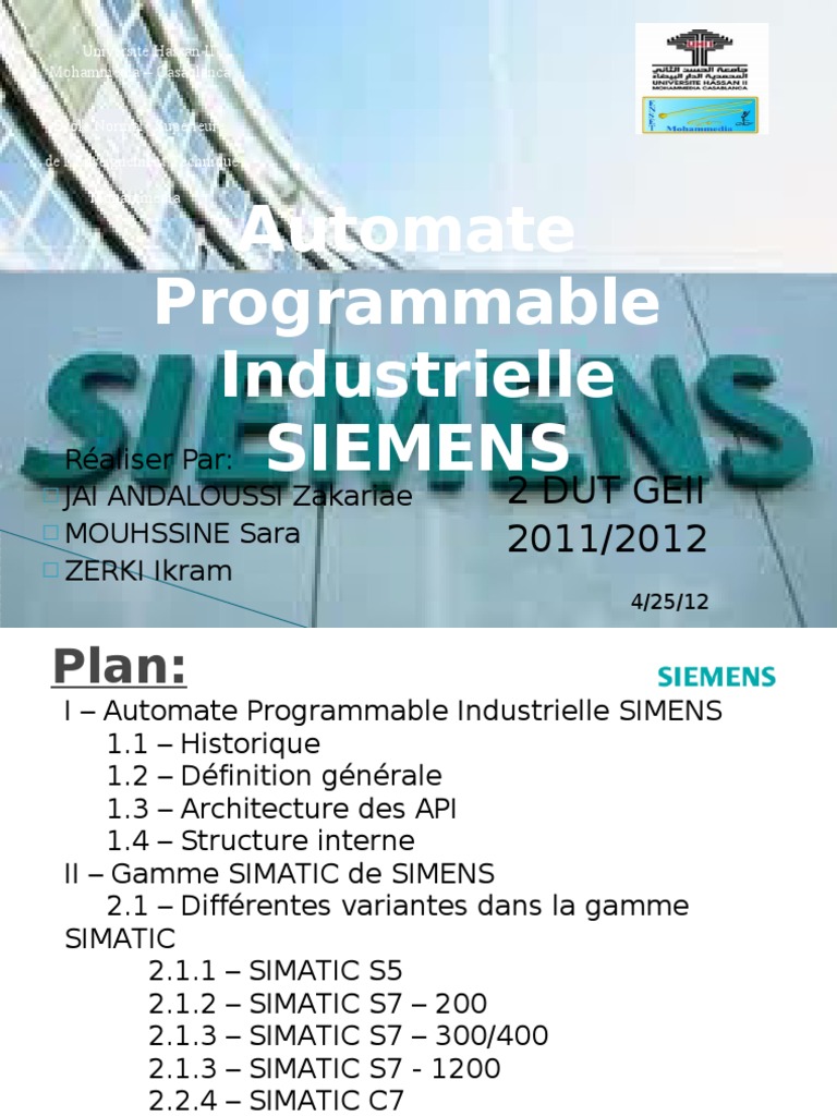 Automate Programmable Industrielle SIMENS | PDF | Automate programmable ...