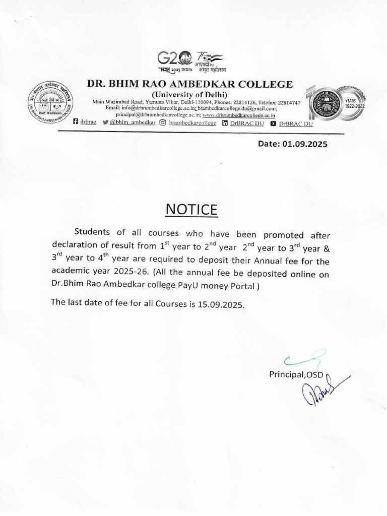 Notice - Submission of Fees For 2nd-3rd and 4th Year Students-Last Date ...