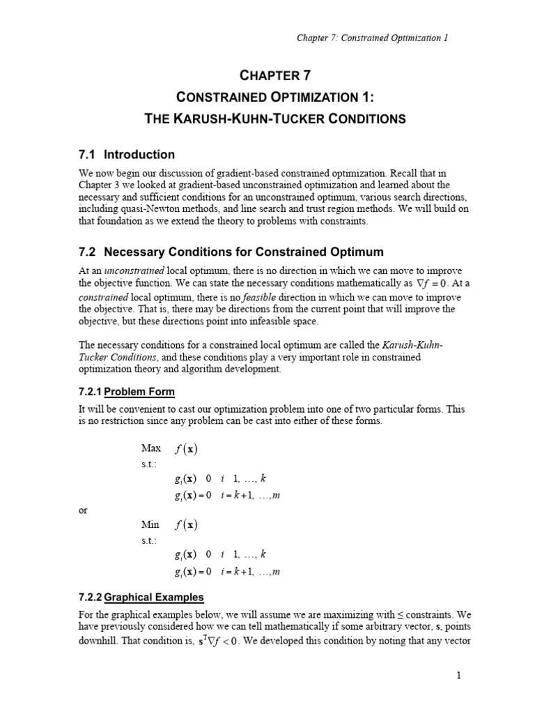 Chap7 Constrained Opt KKT v2 | PDF | Mathematical Optimization | Gradient