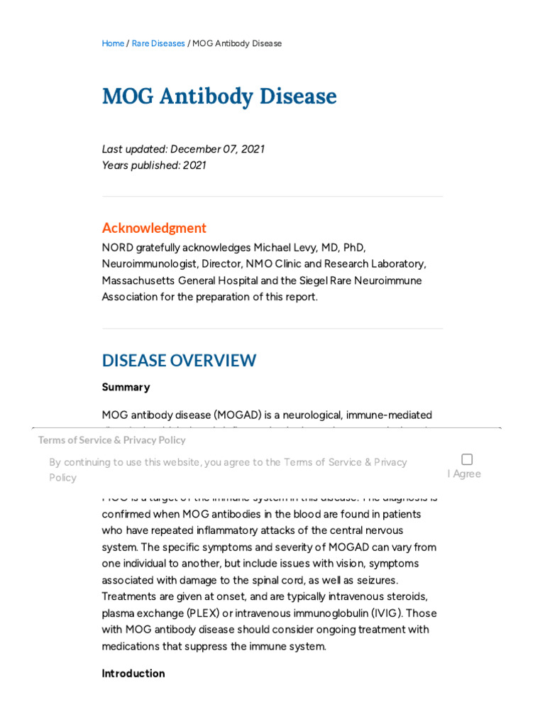 MOG Antibody Disease - Symptoms, Causes, Treatment - NORD | PDF ...