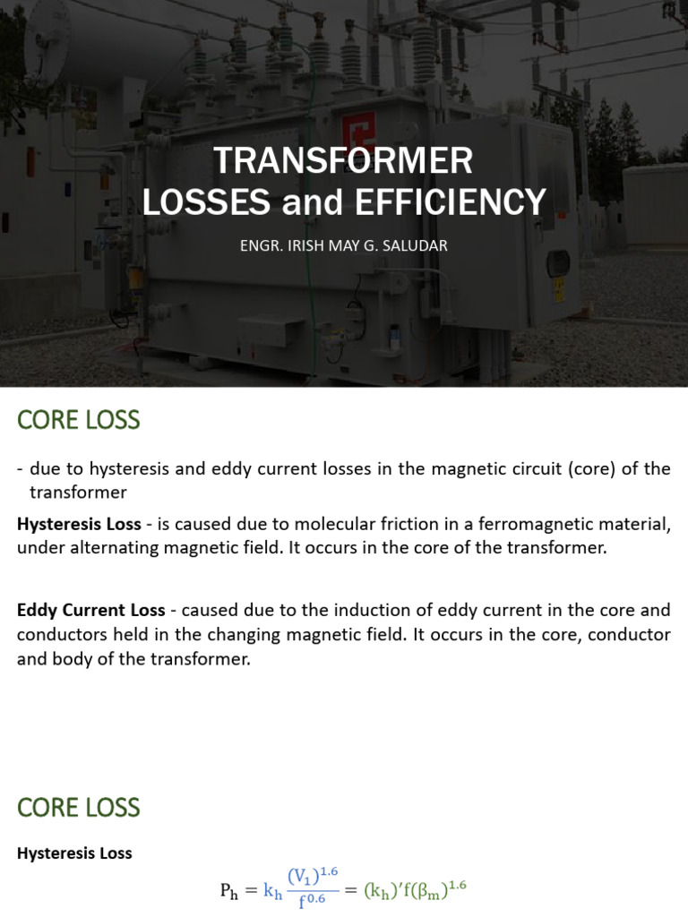 Transformer Efficiency and Losses | PDF | Transformer | Electromagnetism