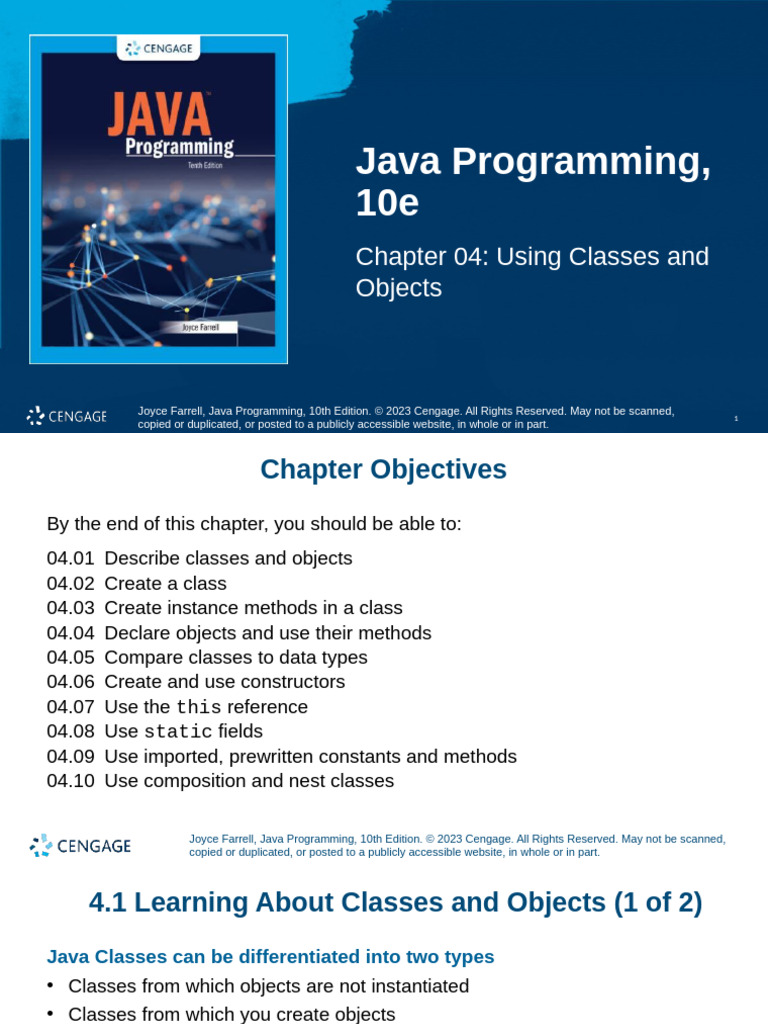 Farrell JavaP 10e Ch04 PowerPoint | PDF | Class (Computer Programming) | Constructor (Object ...