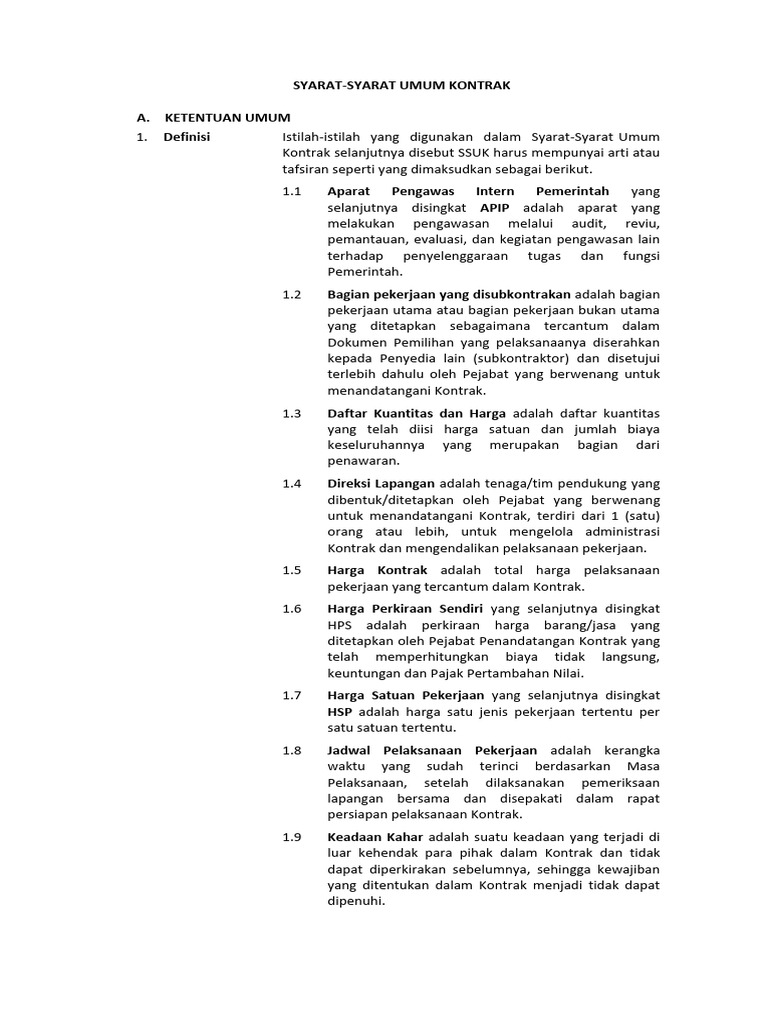 Syarat Syarat Umum Kontrak Lelang Rehabilitasi Ruang Kelas SDN 01 ...