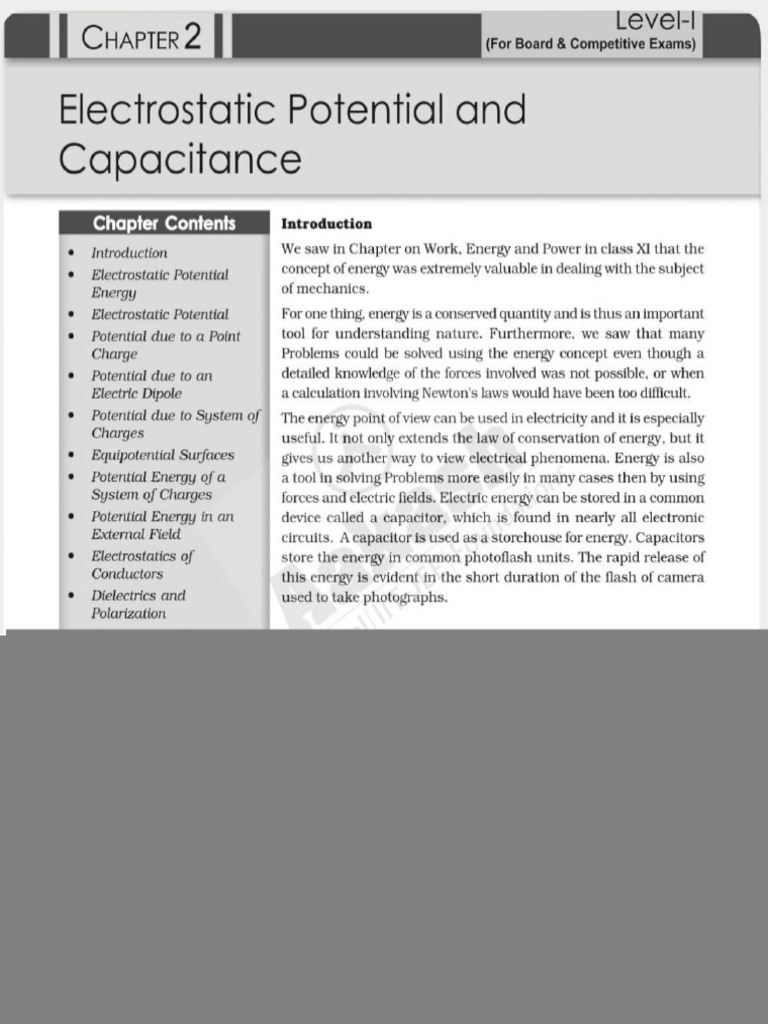 Electric Potential and Capacitors Level - 1 | PDF