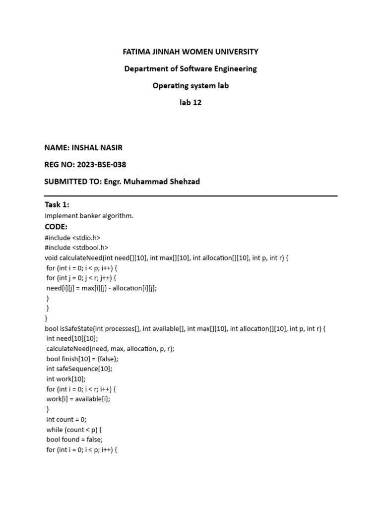 Banker Algorithm Implementation Code | PDF