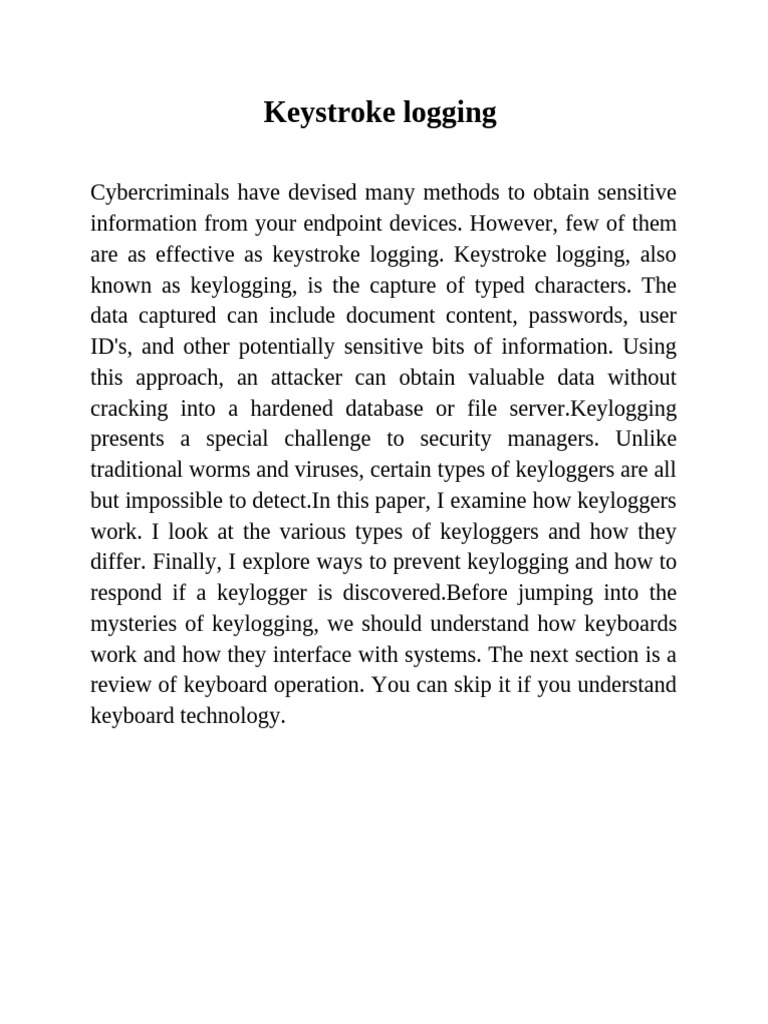 Understanding Keystroke Logging Risks | PDF