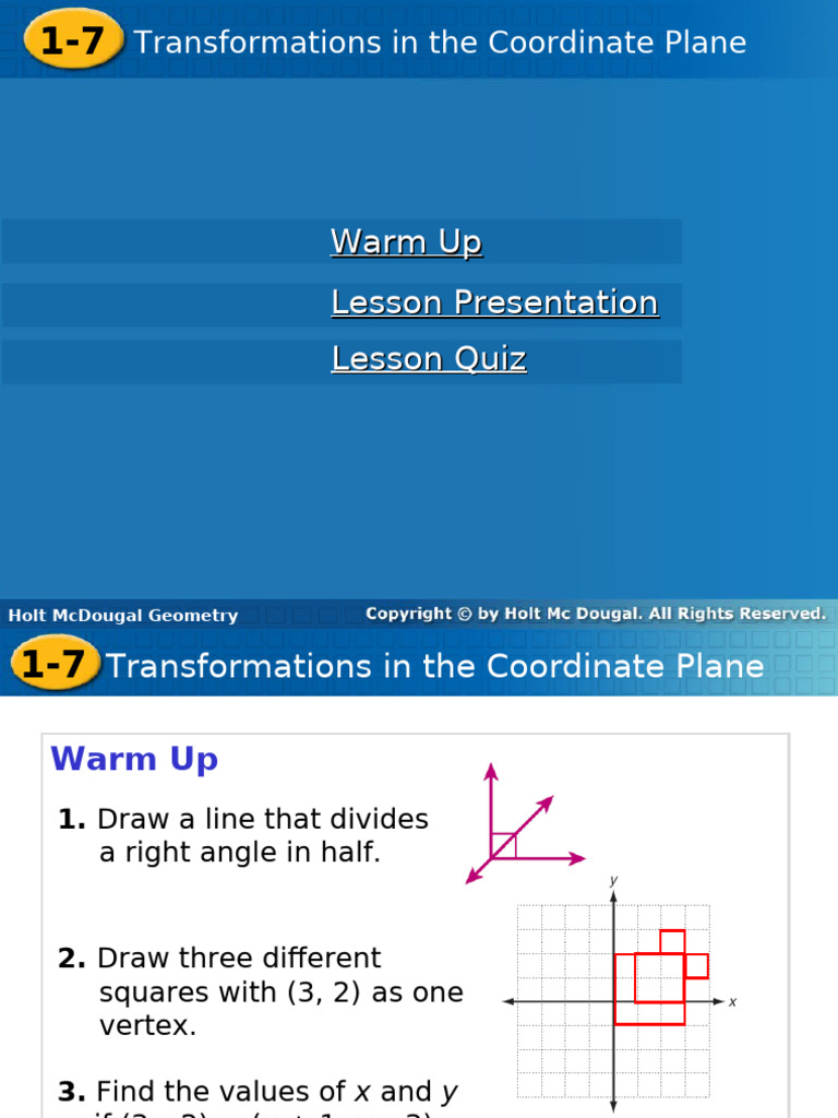 Lesson 3 Transformations in The Coordinate Plane | PDF | Cartesian ...