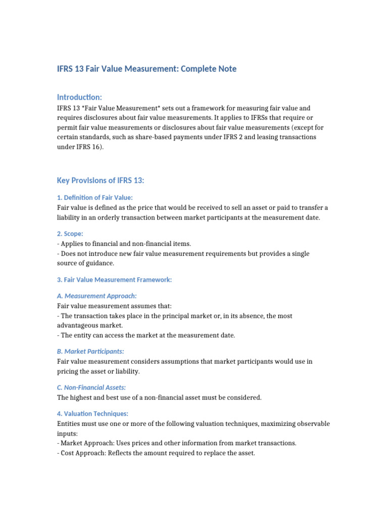 IFRS 13 Fair Value Measurement Guide | PDF | Fair Value | Business ...