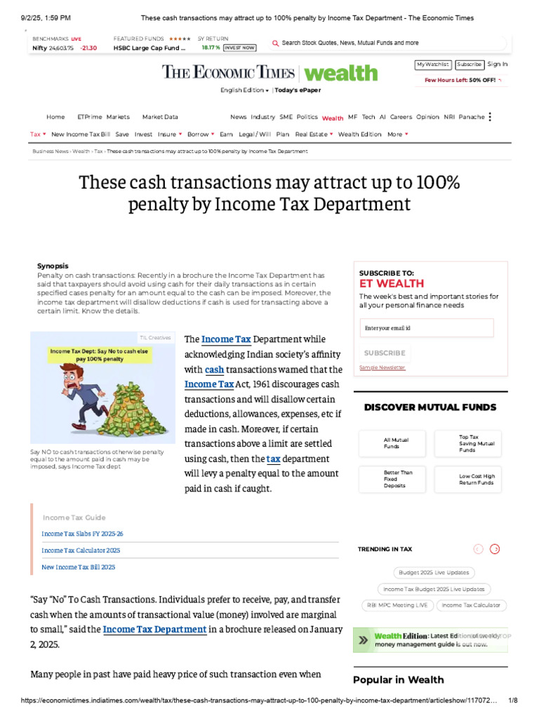 These Cash Transactions May Attract Up To 100% Penalty by Income Tax ...