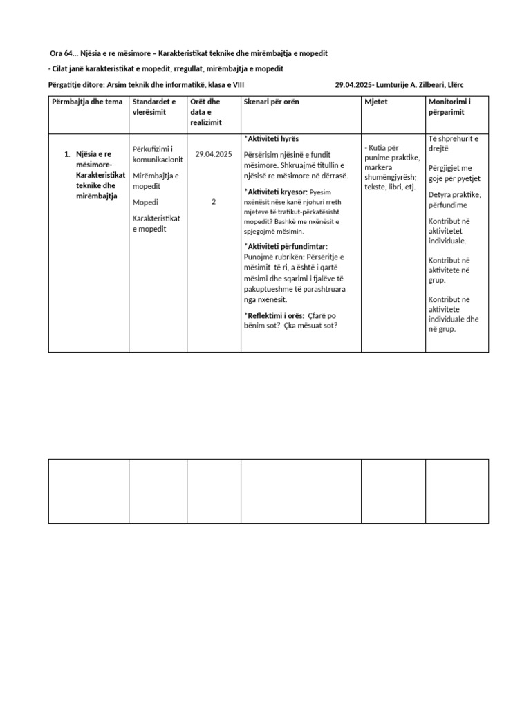 Përgatitje Ditore-Arsim Teknik Dhe Informatikë - Kl. VIII. 29.04.2025 | PDF