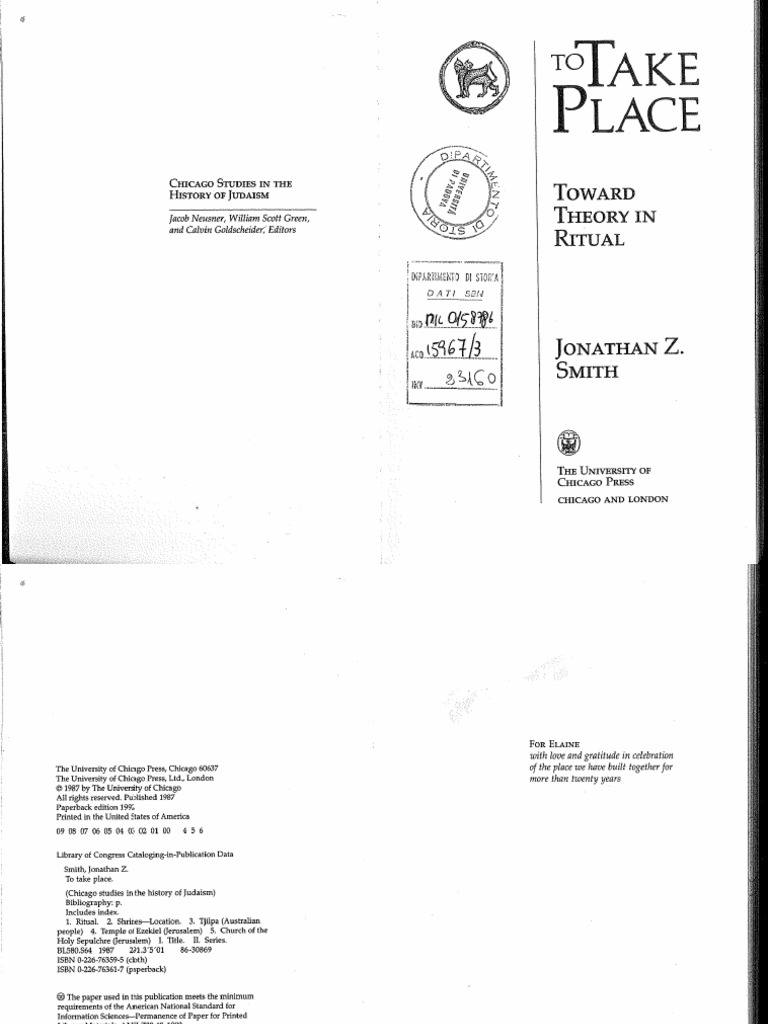 Jonathan Z. Smith - To Take Place. Toward Theory in Ritual-University ...