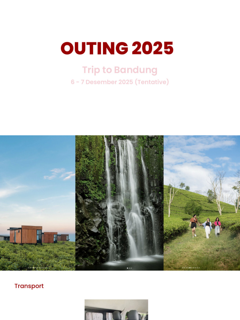 Bandung Team Outing Itinerary 2025 | PDF