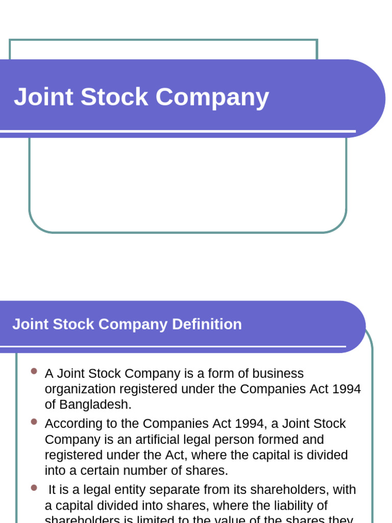 Overview of Joint Stock Companies in BD | PDF | Joint Stock Company ...