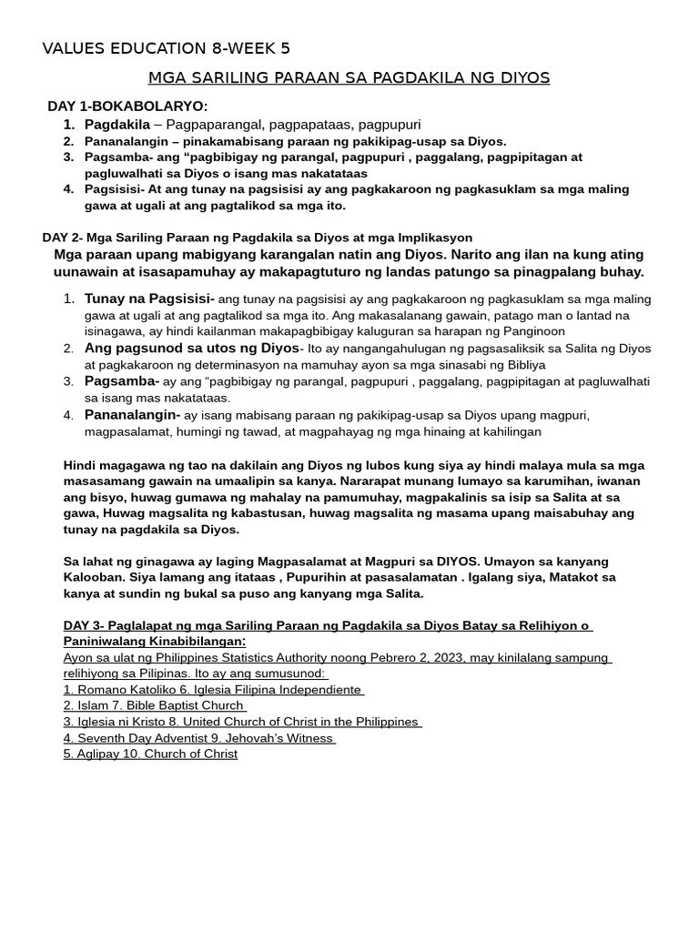 Week 5 Lessons | PDF