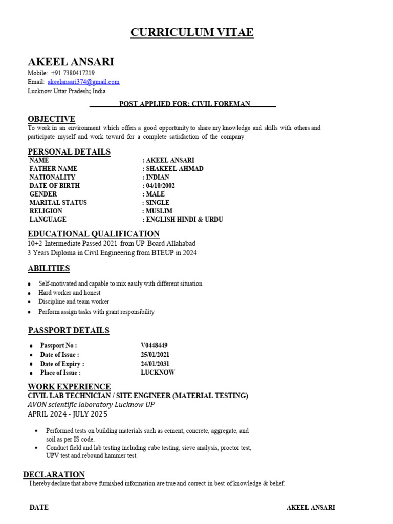 Akeel CV | PDF