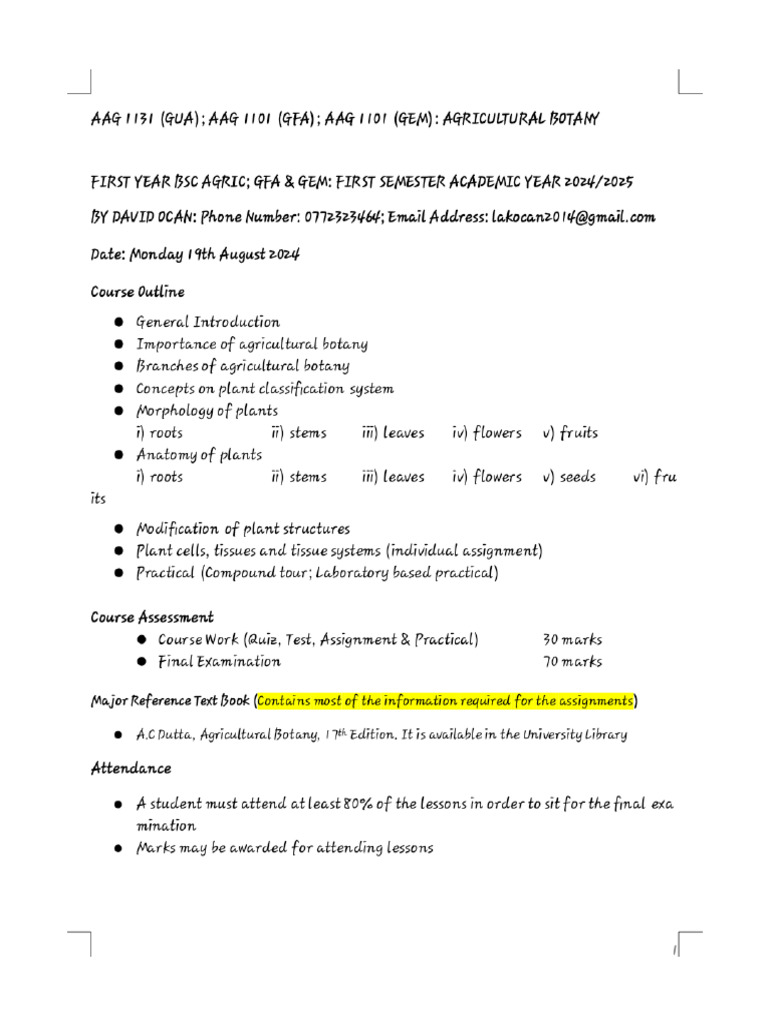 Agricultural Botany Notes | PDF