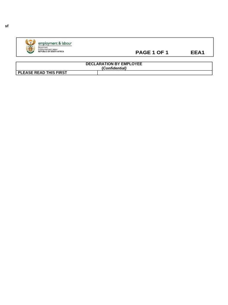 Employee Declaration for EEA Compliance | PDF | Disability | Naturalization