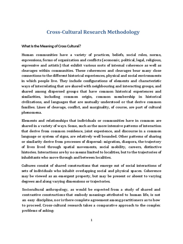 Cross-Cultural Research Methodology | PDF | Causality | Bias