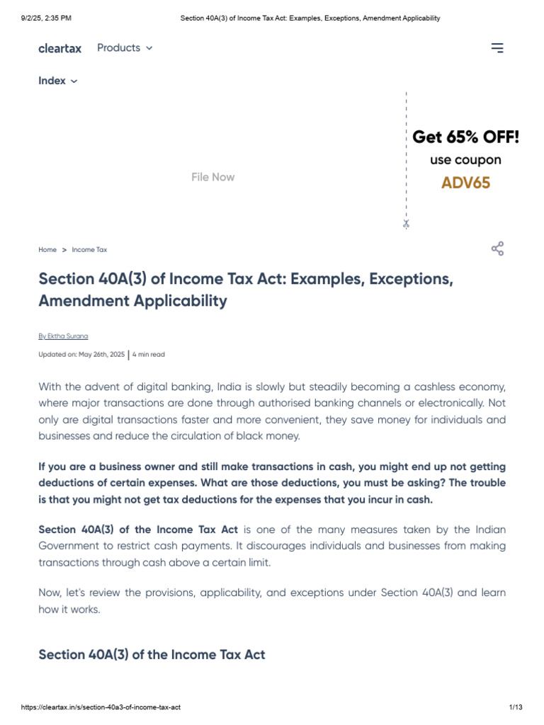 Section 40A (3) of Income Tax Act - Examples, Exceptions, Amendment ...