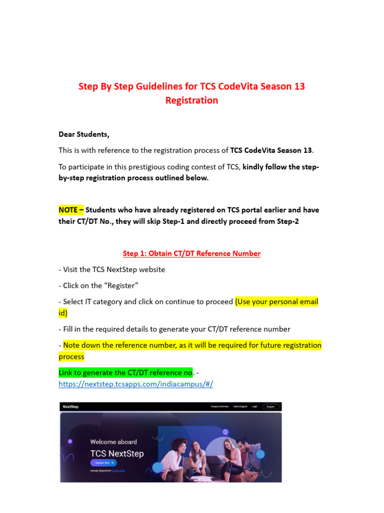 Guidelines for TCS Codevita Season 13 Registration | PDF | Mobile App ...