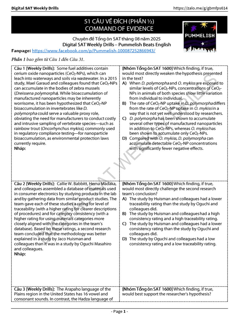 Digital SAT Weekly Drills Guide | PDF