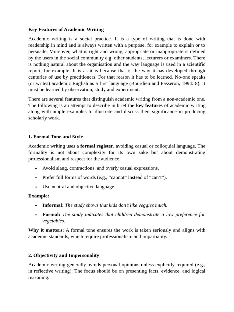 Academic Writing - Key Features | PDF | Critical Thinking | Citation