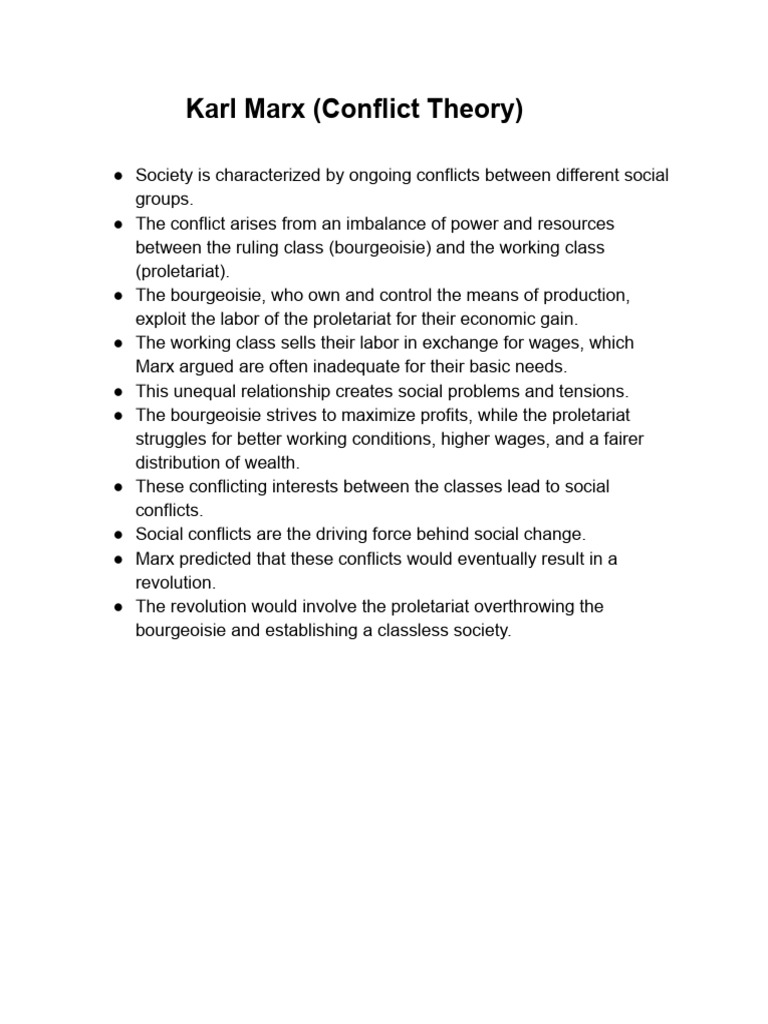 Karl Marx (Conflict Theory) | PDF
