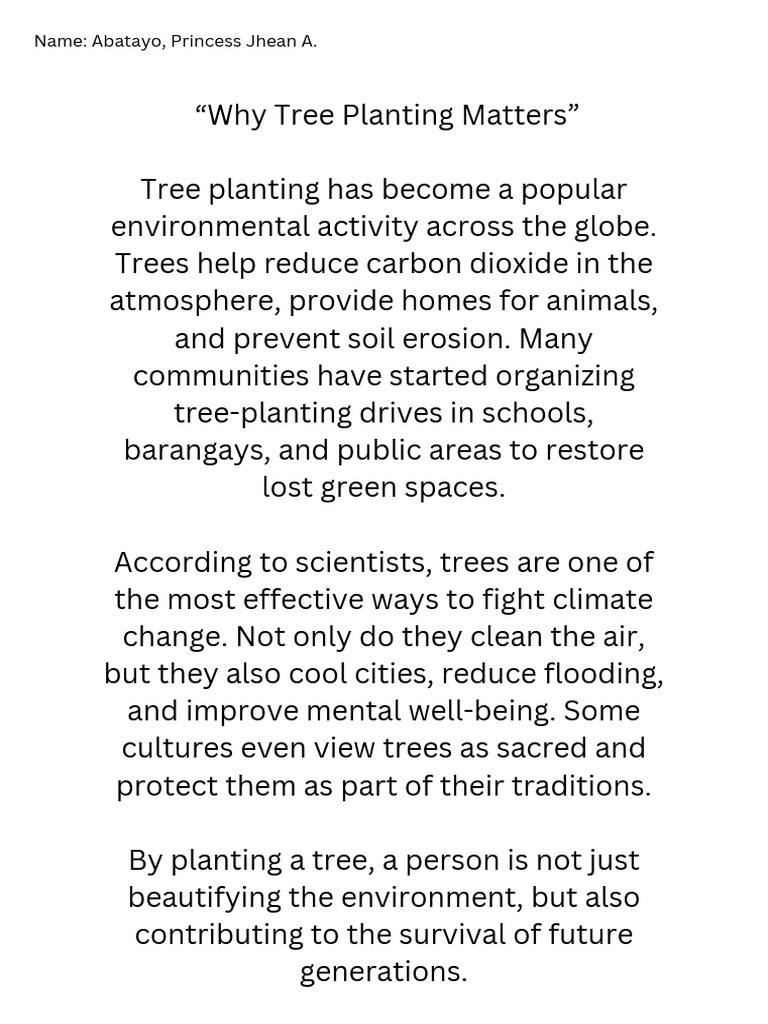 Importance of Tree Planting Explained | PDF