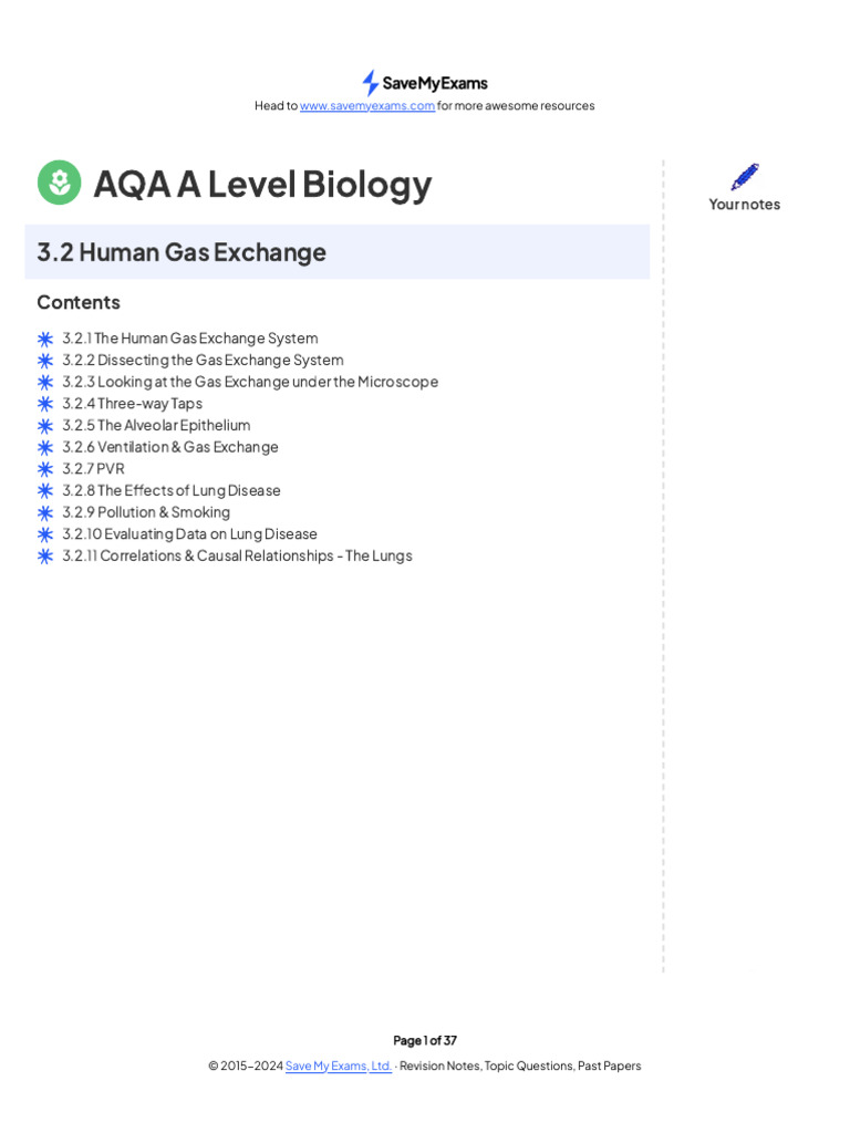 Human Gas Exchange System Overview | PDF | Lung | Breathing