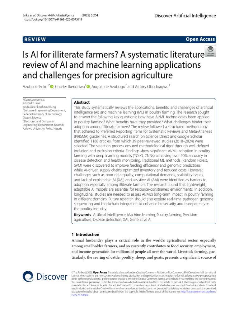 Is AI For Illiterate Farmers A Systematic Literatu | PDF | Machine ...